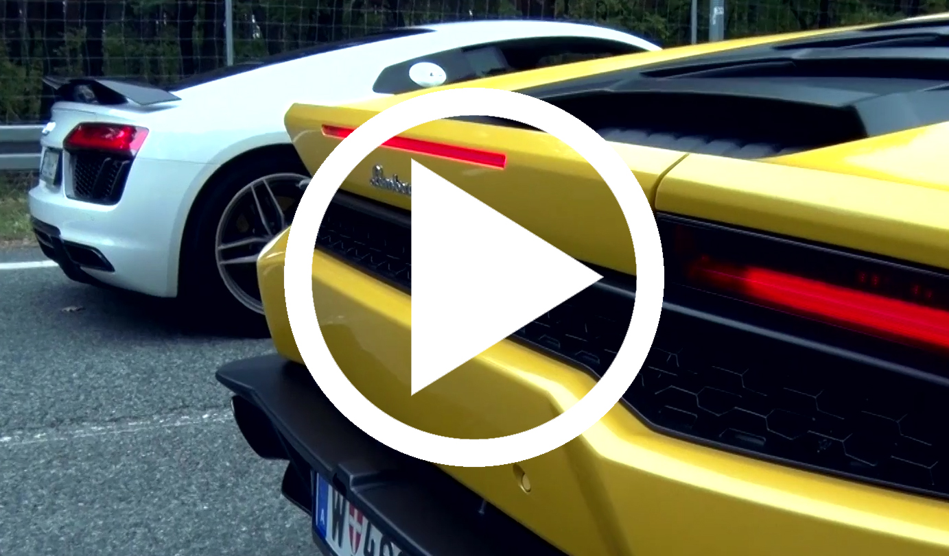 Giganternes kamp: Audi R8 V10 vs. Lamborghini Huracán | bilmagasinet.dk