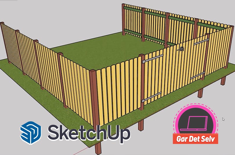 Videokursus: Tegn et stakit med dobbeltlåge i SketchUp | goerdetselv.dk