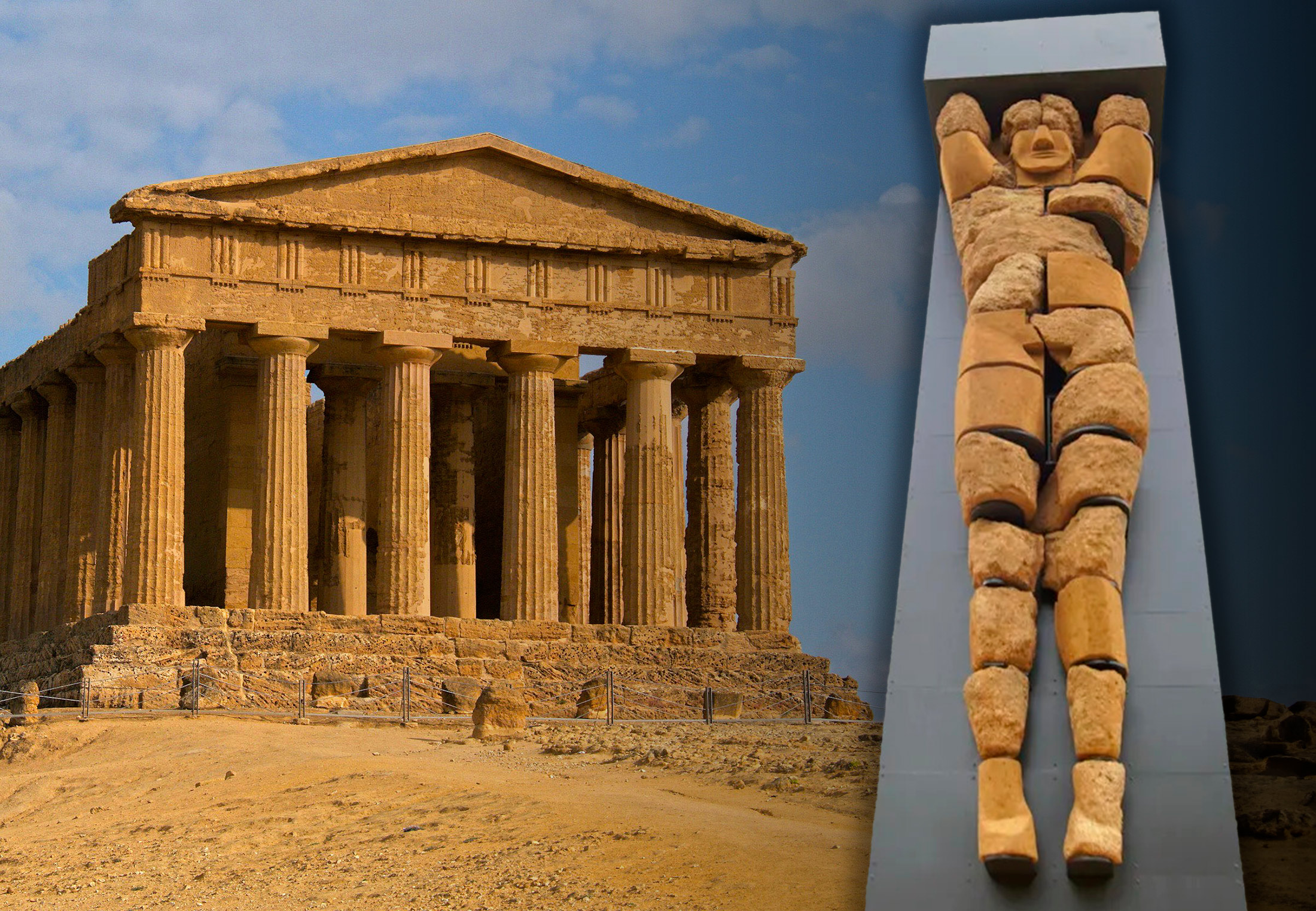 Beeld van Atlas torent weer uit boven tempel van Zeus in Agrigento ...