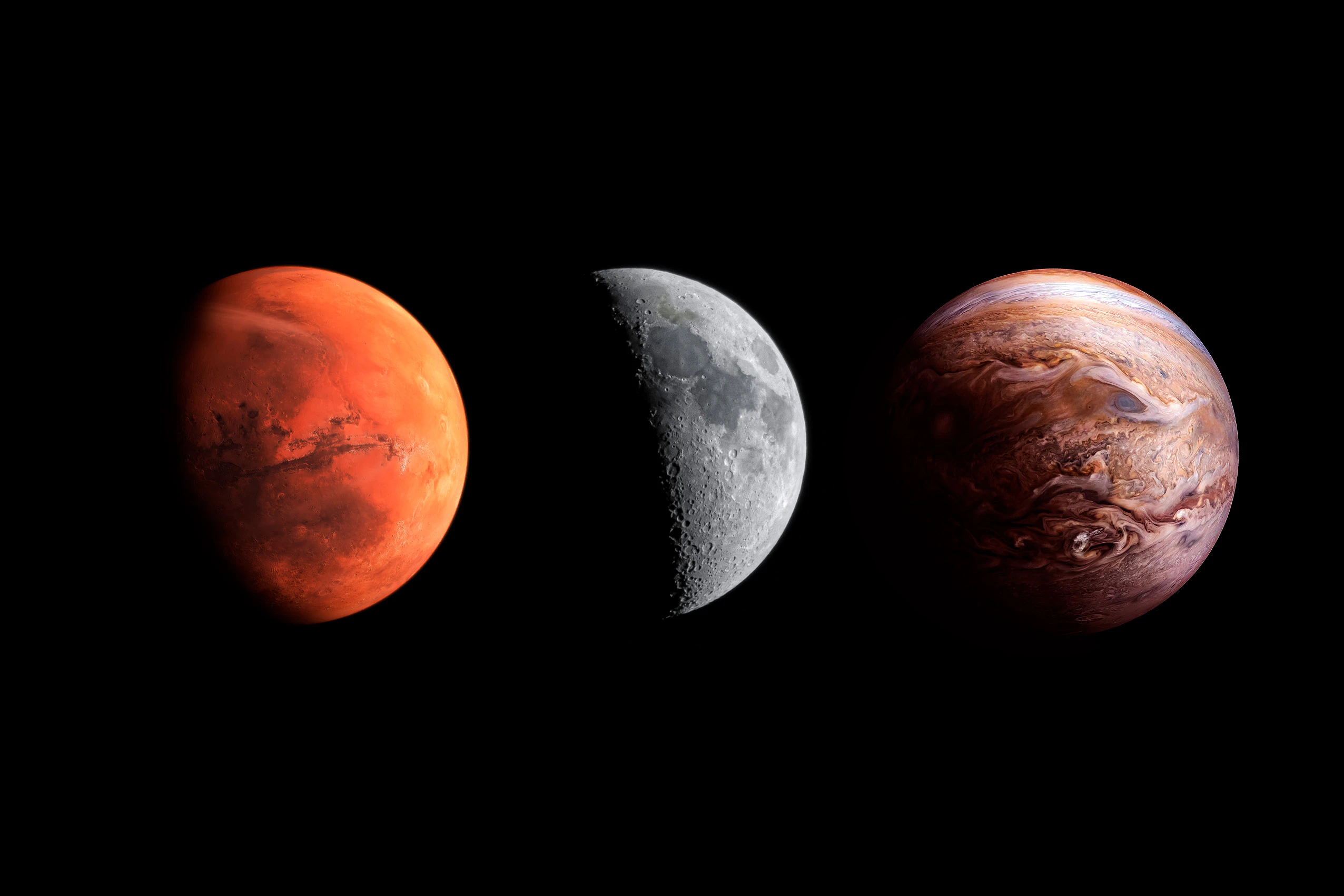 Månen ligger i rak linje med Jupiter och Mars | illvet.se