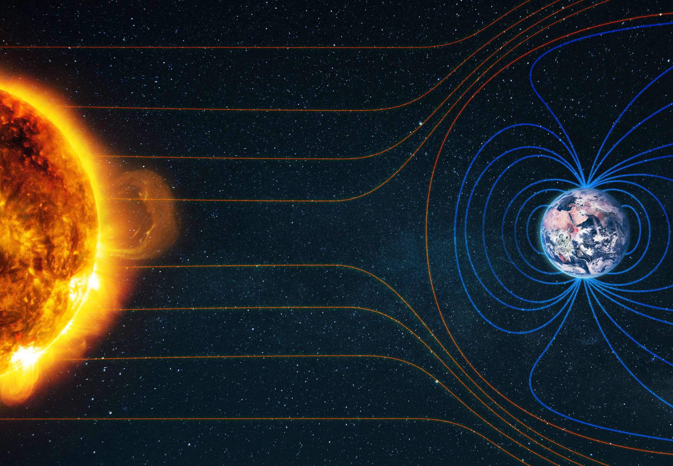 Earth Electromagnetic Field Earth's Magnetic Field Stock Image